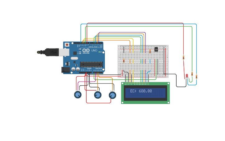 Circuit design IOT Lab Smart Water Quality Monitoring System - Tinkercad