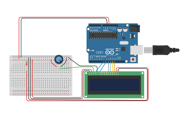 Circuit design Bloques Arduino LCD 16x2 - Tinkercad