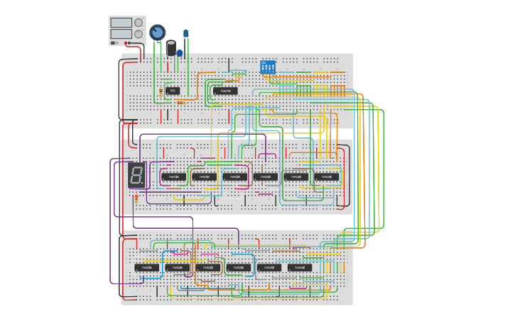 Circuit design Manual BCD to 7 Segment Counter - Tinkercad