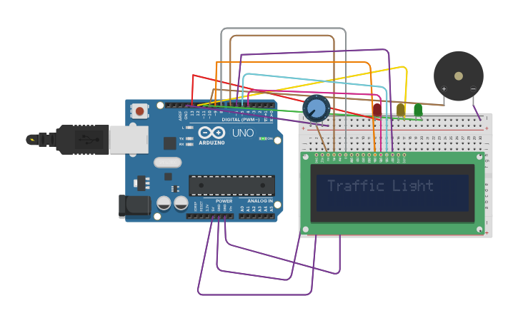 Circuit design traffic light - Tinkercad