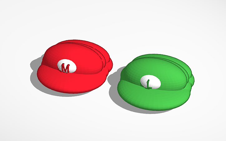 3D design Very bad Mario and Luigi hats - Tinkercad