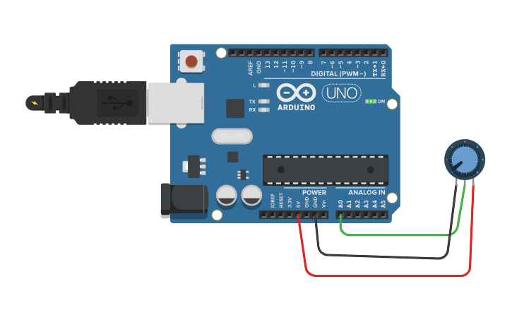 Circuit design estructura switch case - Tinkercad