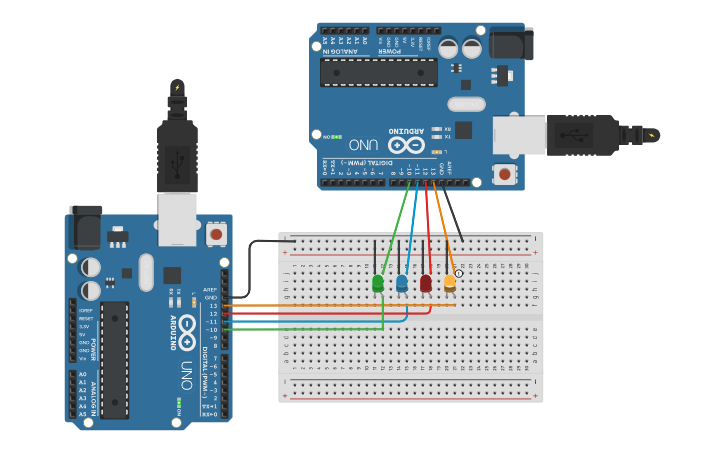 Circuit design SPI communication between 2 Arduino Uno - Tinkercad