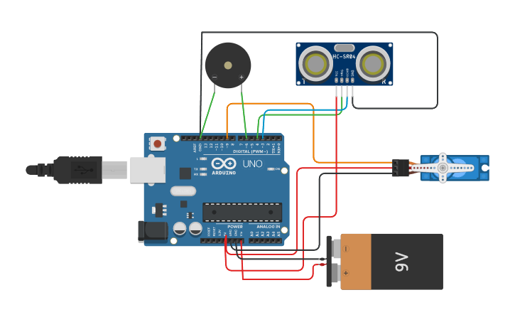 Circuit design smart waste management system in ARDUINO - Tinkercad
