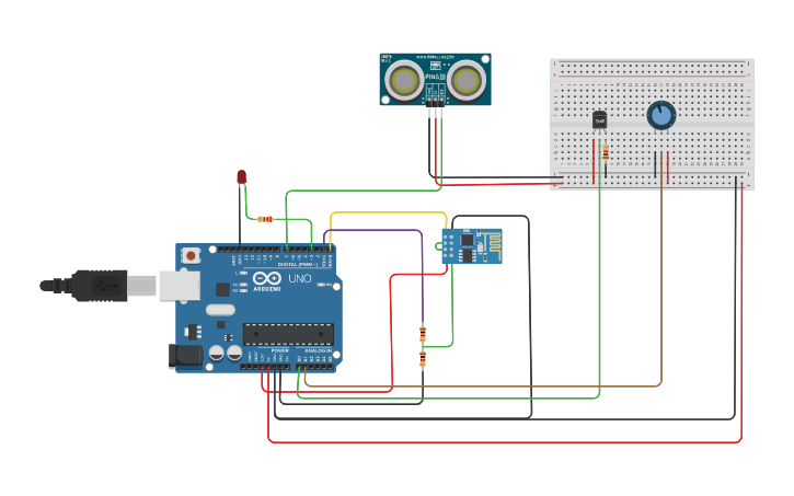 Circuit design Smart Bin (Waste Management) - Tinkercad
