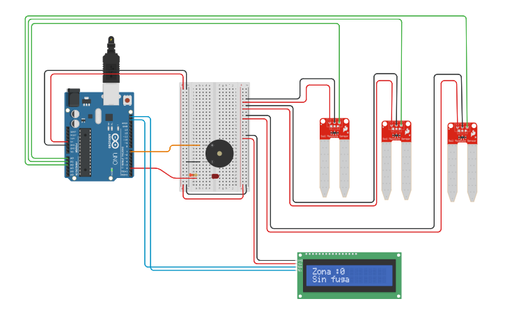 Circuit design Detector de nivel de agua con arduino - Tinkercad
