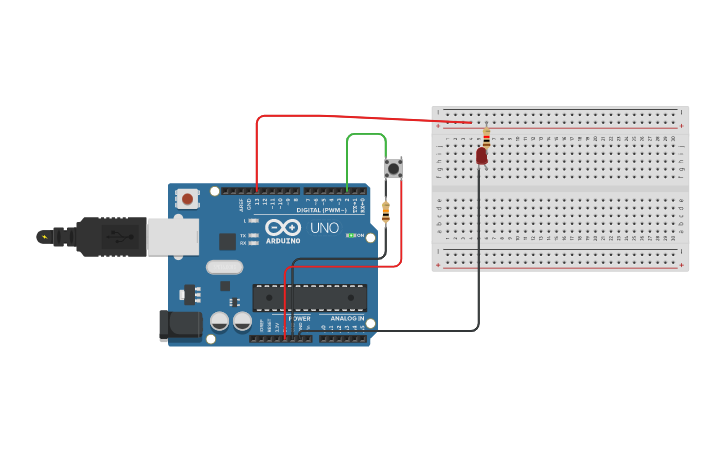 Circuit design Exemple 1 : Allumer une Led avec un Bouton - Tinkercad