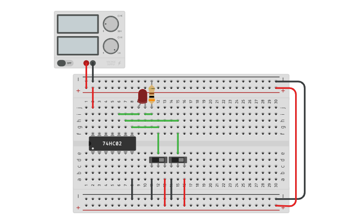 Circuit design 7402 NOR Gate - Tinkercad