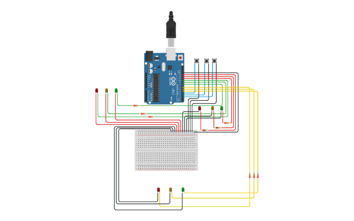 Circuit design traffic light - Tinkercad