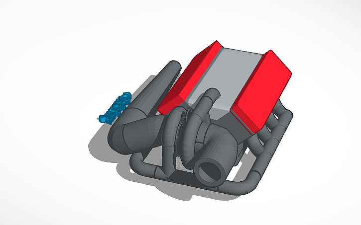 3D design V8 Single Turbo engine - Tinkercad