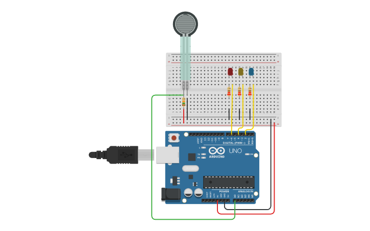 Circuit design Force sensor - Tinkercad
