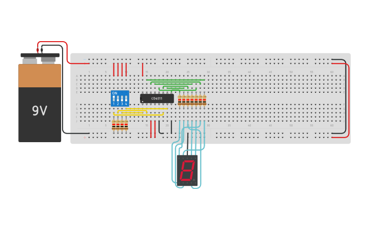 Circuit design Decodificador con display de 7 segmentos - Tinkercad
