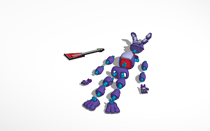 3D design fully articulated Bonnie the bunny - Tinkercad
