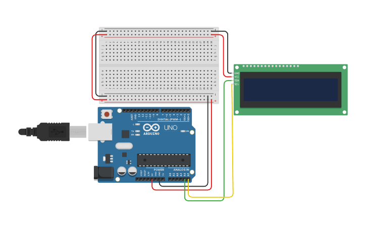 Circuit design Pantalla I2C - Tinkercad
