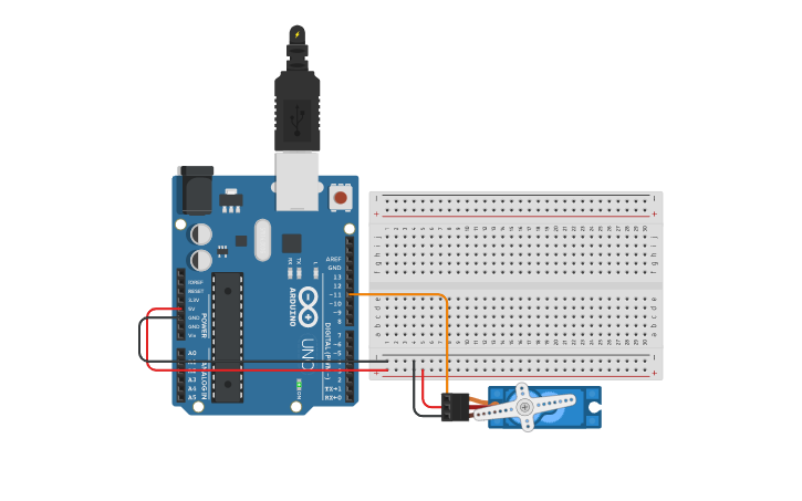 Circuit design Ejercicio 4: Arduino + Servomotor - Tinkercad