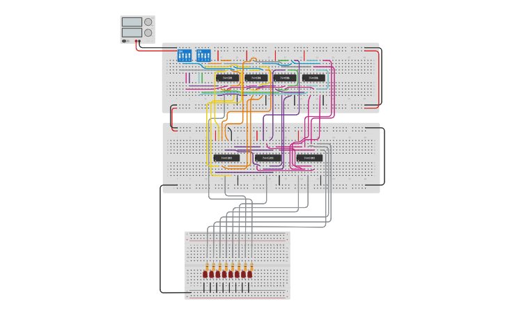 Circuit design 4-bit Binary Multiplier - Tinkercad