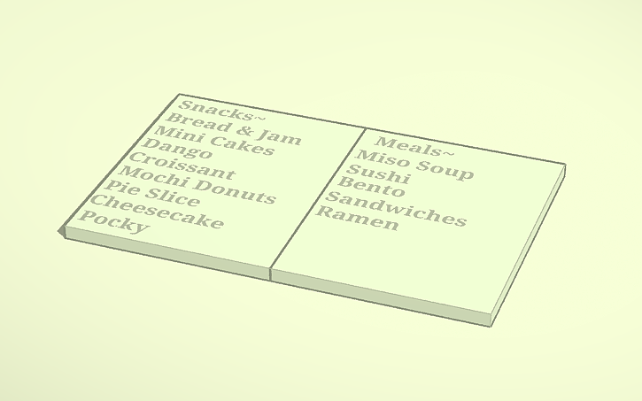 3D design cafe menu!! - Tinkercad