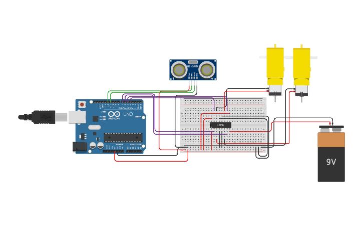 Circuit design Obstacle Avoidance Robot - Tinkercad