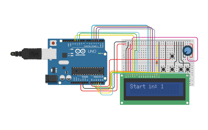 Circuit design Mini Proiect joculet Arduino - Tinkercad
