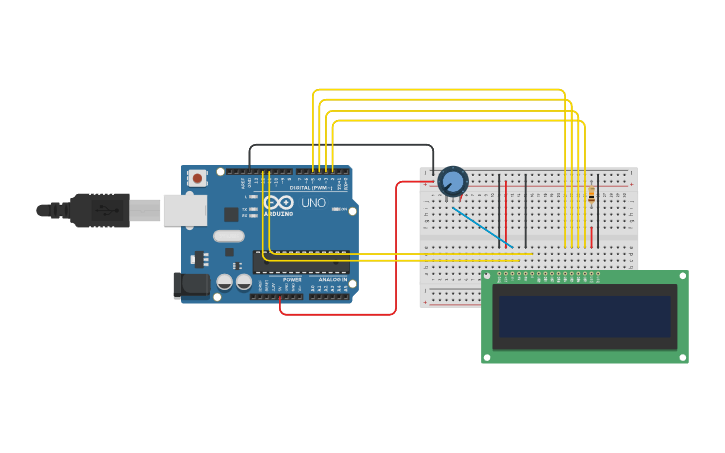 Circuit design 19b_LCD Display 1602 - Tinkercad