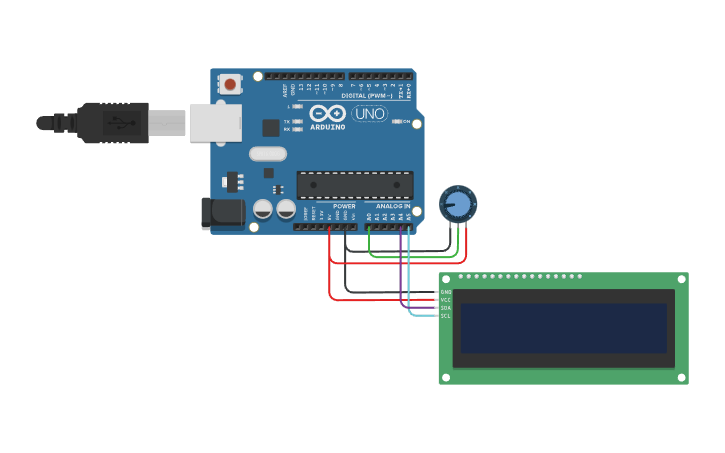 Circuit design LCD i2c - Tinkercad