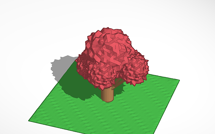 3D design Tree with red leaves - Tinkercad