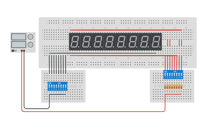 Circuit design 8-Digit 7-Segment Demonstration - Manual Method - Tinkercad