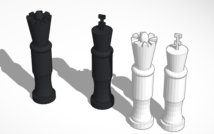 3D design satranç takımı vezir,şah ve at - Tinkercad