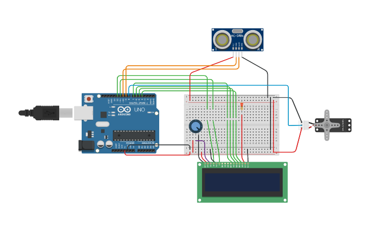 Circuit design Smart Dustbin - Tinkercad
