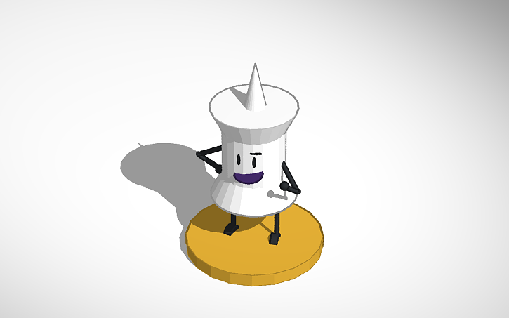 3D design BFDI White Pin (w/ base) - Tinkercad